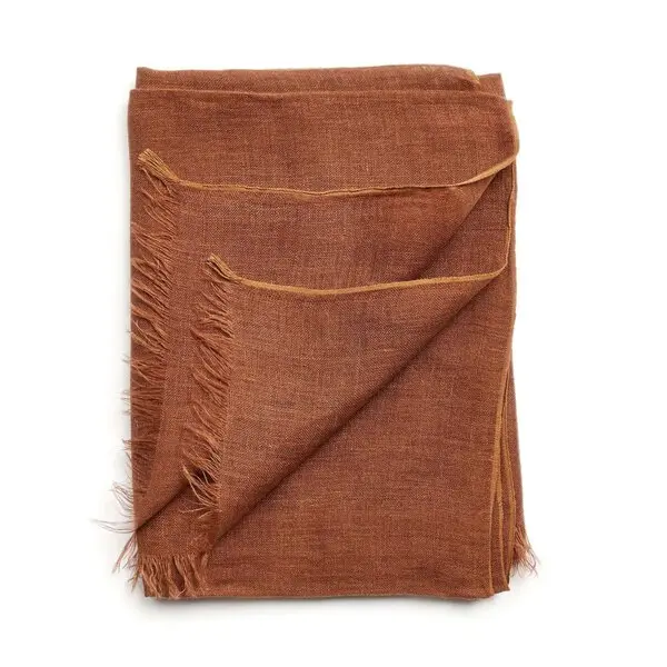 STUDIO VARIOUSLY Coco Hand Woven Linen Silk Blend Scarf - Brown