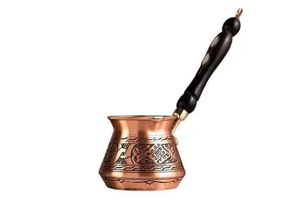 ANATOLIACRAFT Copper Wooden Handle Turkish Coffee Pot - Gold