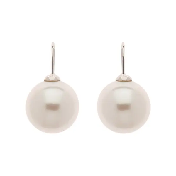 EMMA HOLLAND JEWELLERY Pearl On Platinum Hook Earrings - White