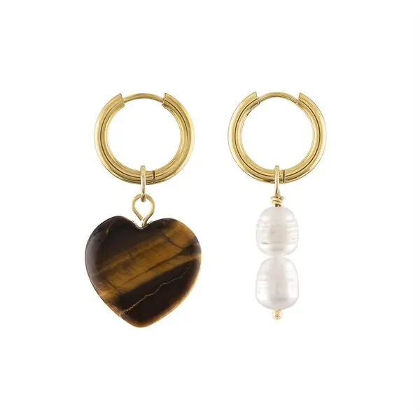 OLIVIA LE Aubrey Semi-precious Stone Heart Charm Hoop Earrings - Blue