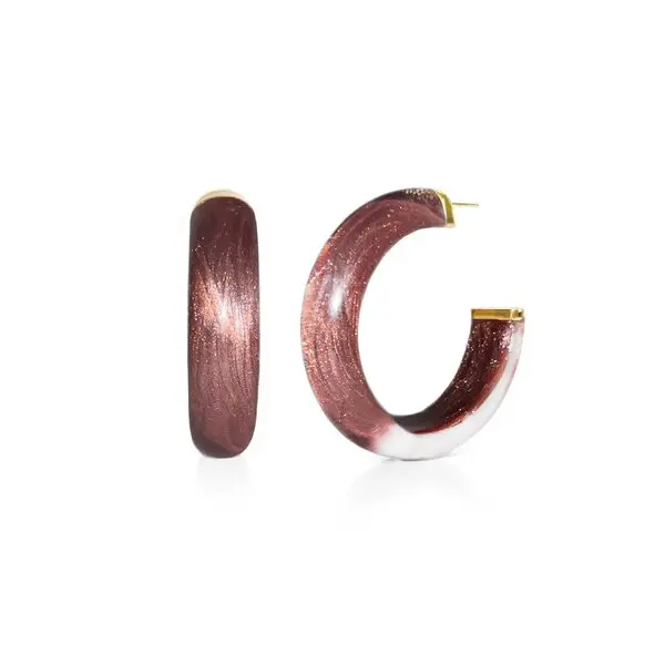 GOLD & HONEY Neutrals / Gold / Brown Small Cocoa Brown Illusion Hoop Earrings - Gold/brown