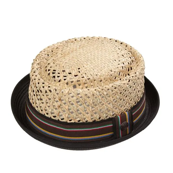 DASMARCA HATS Neutrals Dasmarca Jake Summer Telescope Crown Lightweight Seagrass Breathable Mod Style Straw Porkpie Hat Multi Band - Brown