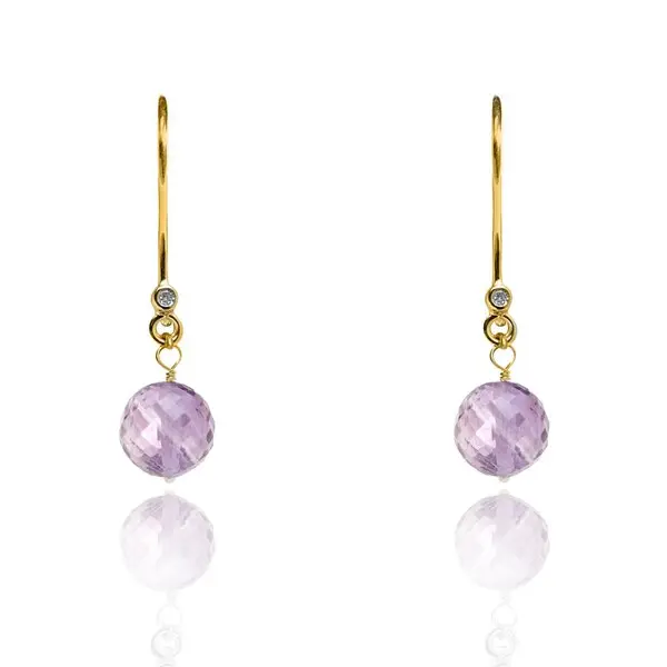 KAIZARIN Amethyst Drop Earrings February Birthstone - Purple