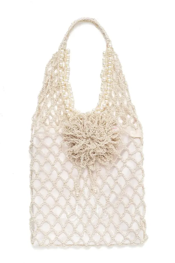 ANDREEVA Marigold Handmade Crochet Tote Bag - Silver