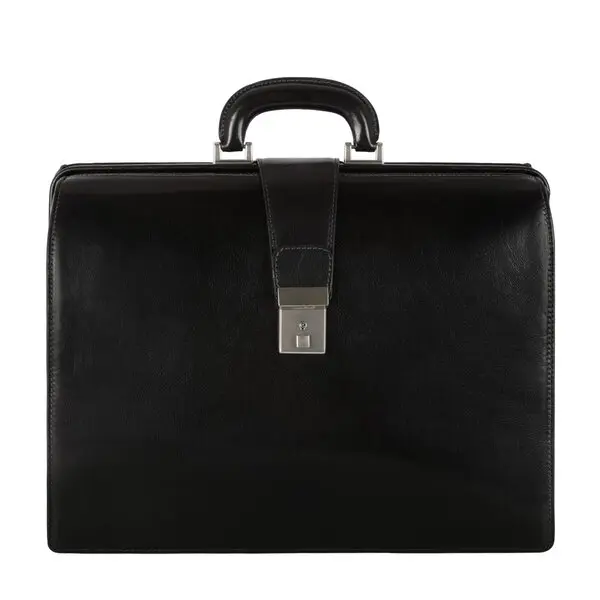 TIME RESISTANCE Large Leather Briefcase In The Firm - Black