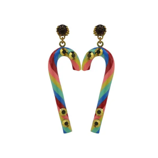 VICKISARGE Tutti Frutti Candy Cane Earrings - Gold