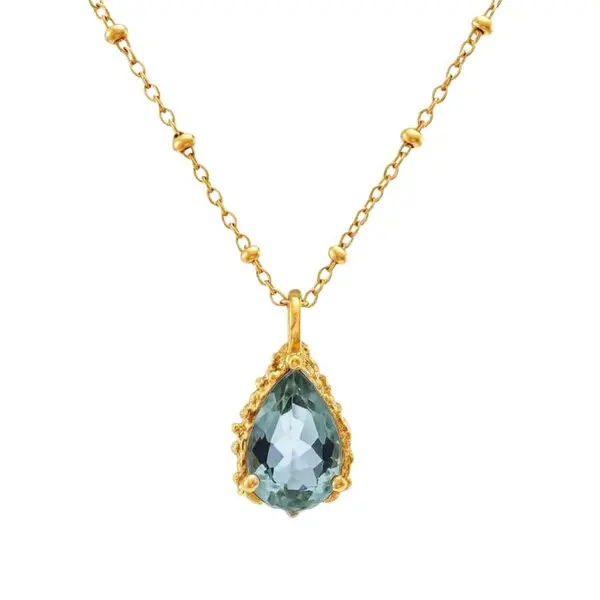 DAINTY LONDON Gold Vermeil Topaz Necklace Aurelia - Blue