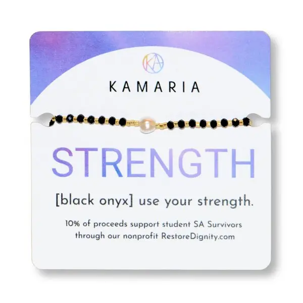 KAMARIA Lumira Mini Pearl & Gemstone Adjustable Bracelet With Miyuki Beads Onyx - Black
