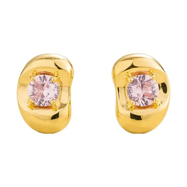 JUVETTI  Gold / Pink Fava Earrings In Pink Sapphire Set In Gold - Gold/pink