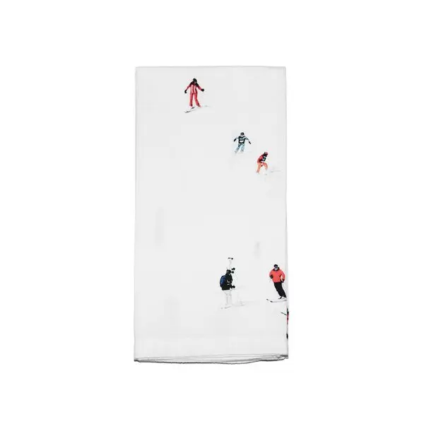 DEDE JOHNSTON Skiers Printed Linen Napkin - White