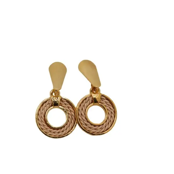 NART NATURE MAKING ART The Single Round Buriti Natural Fiber Earrings - Gold