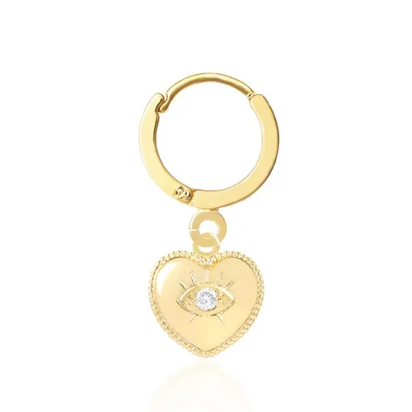 C.J.M Heart Eye Huggie - Gold