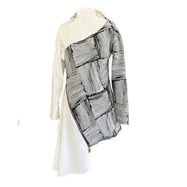 MIRIMALIST Black / White Dharma Shirt Mini Dress - Black/white