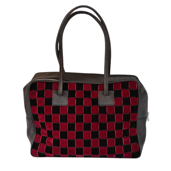VELVET ATELIER Black / Red Inés Maroon Bag - Black/red