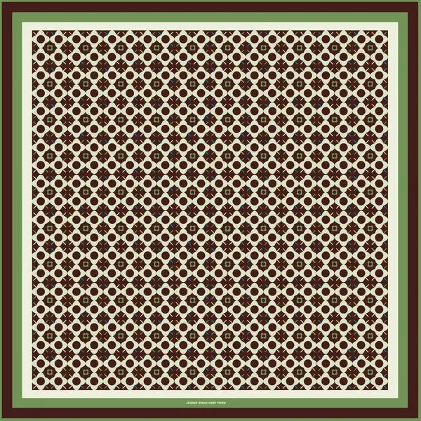 JESSIE ZHAO NEW YORK Brown / Green Double Sided Silk Scarf Of Polka Dot Bloom Brown - Brown/green
