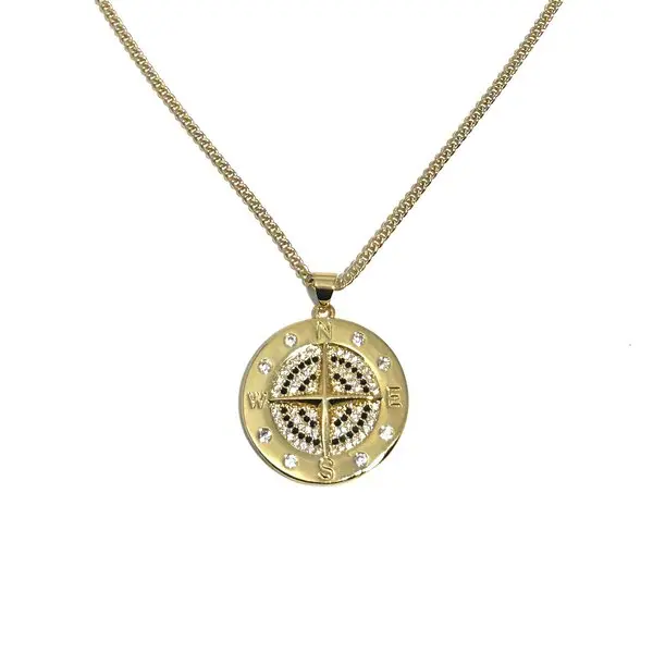 Rachel Nathan Black / Gold Compass Necklace - Black/gold