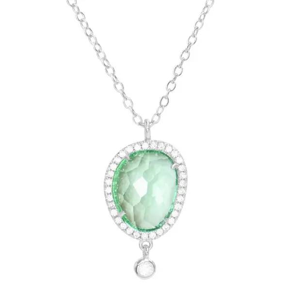 KAMARIA Silver / Green Johari Lab Created Gemstone Necklace With Crystals Paraiba Silver - Silver/green