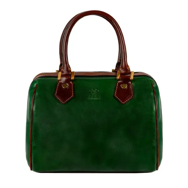 TIME RESISTANCE Leather Barrel Bag In Little Dorrit - Green