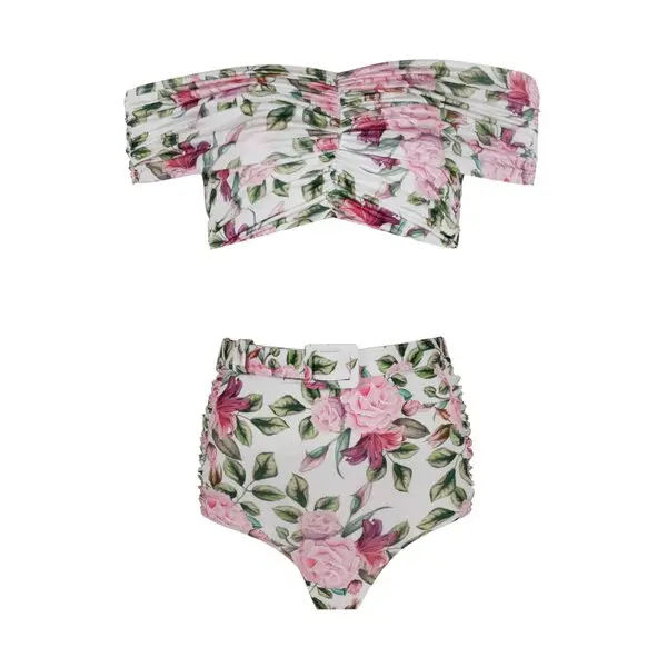 NUR KARAATA Cala Luna Rose Bikini - White