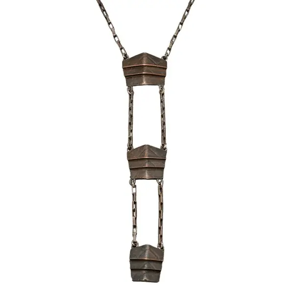ZULA JEWELRY + DESIGN Grey / Silver Shield Courage Lariat Necklace - Grey/silver
