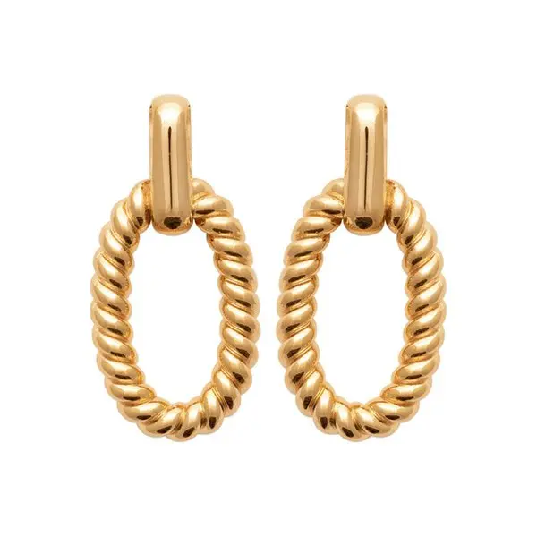 HARFI Vermeil Textured Elegant Paperclip Earrings - Gold
