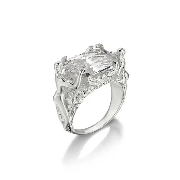 STEFAN TIRON Marée White Silva Ring - Silver