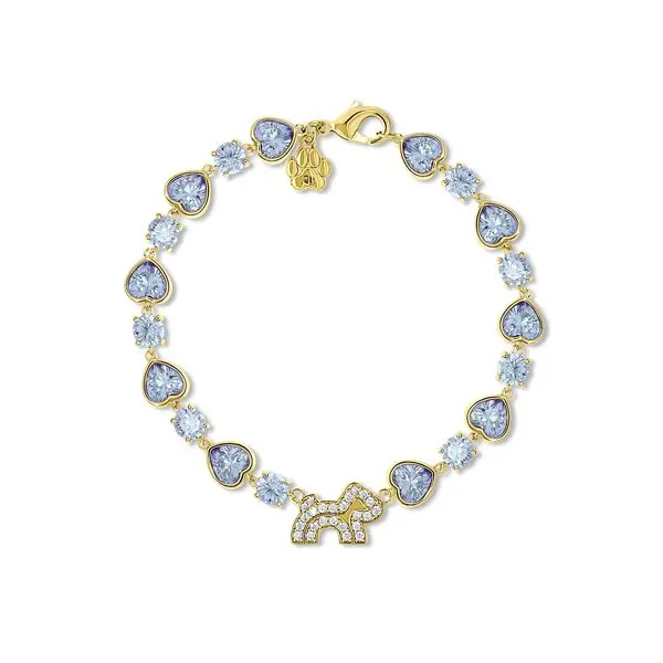 CLOUD HAVEN Blue / Gold Heart Crystal Logo Bracelet Blue - Blue/gold