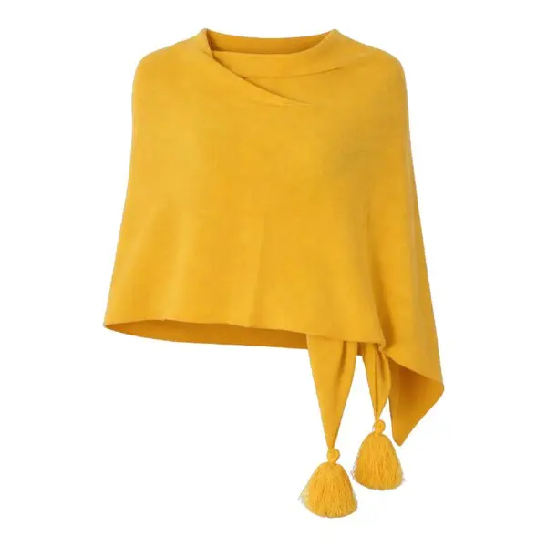 I ROCCHI CASHMERE S Pure Cashmere Lightweight Poncho - Yellow