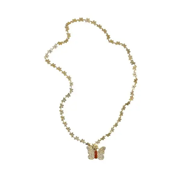 FARRA Butterfly Chain With Butterfly Pendant Versatile Necklace - Orange