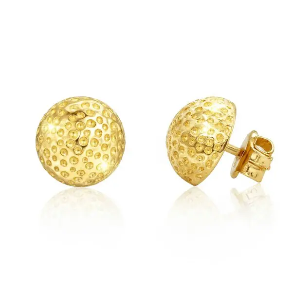 UNALOE Vermeil Granulated Sphere Stud Earrings – Luxury Contemporary Designer Studs - Gold