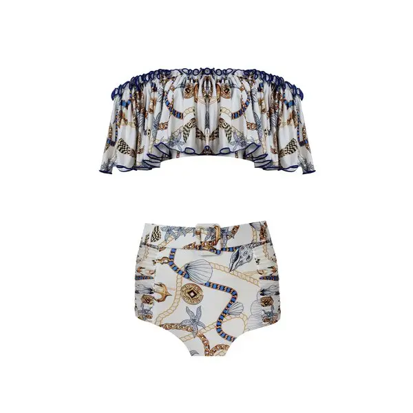 NUR KARAATA Helianthus Tropezienne Bikini Set - White