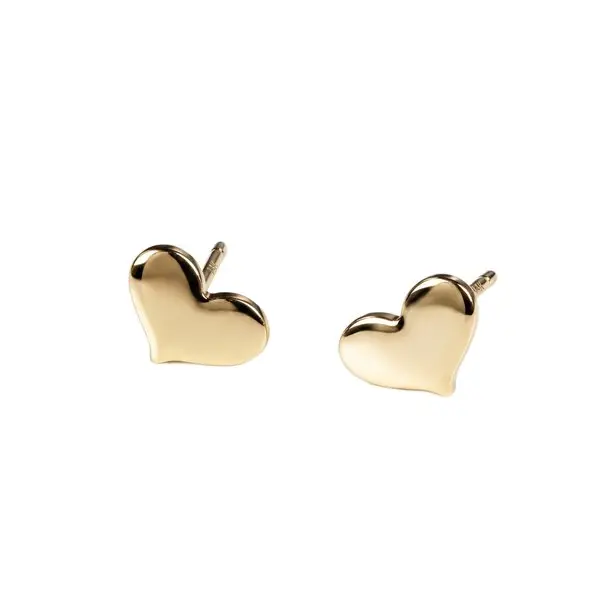 MELT'M JEWELRY Tiny Heart Stud Earrings Filled Minimalist Heart Earrings - Gold