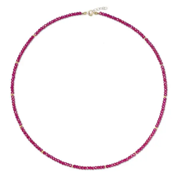 BOMBYX HOUSE Birthstone July Ruby Gold Station Necklace - Red