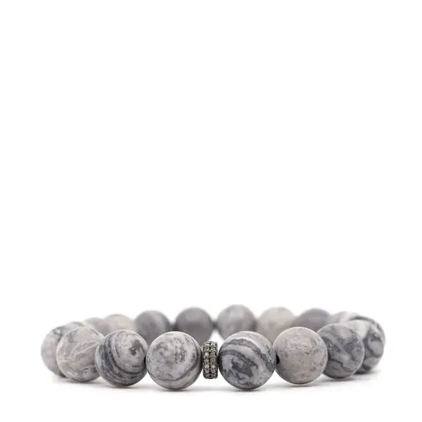 SHAR OKE Grey / Black Map Jasper & Sterling Silver Bracelet - Grey/black