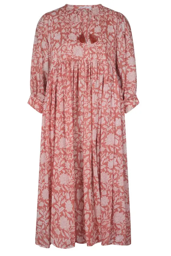 LA MANDARINE Orange / White Floaty, Floral Summer Midi Dress, Summer Dress With Pockets, Reese Sundress - Orange/white