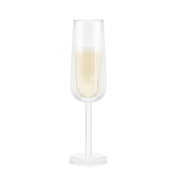BODUM Neutrals Two Double Wall Champagne Flute Glass - White