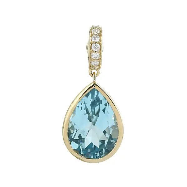 ARTISAN Blue / White / Gold 18k Yellow Gold Blue Topaz & Diamond Pear Drop Pendant - Blue/white/gold