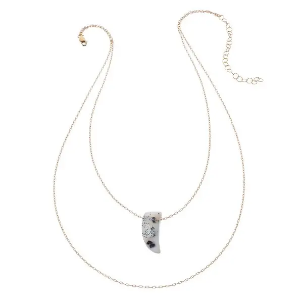 HEATHER HAWKINS Little Gemstone Horn Drape Necklace Dendritic Opal Goldfilled - Yellow