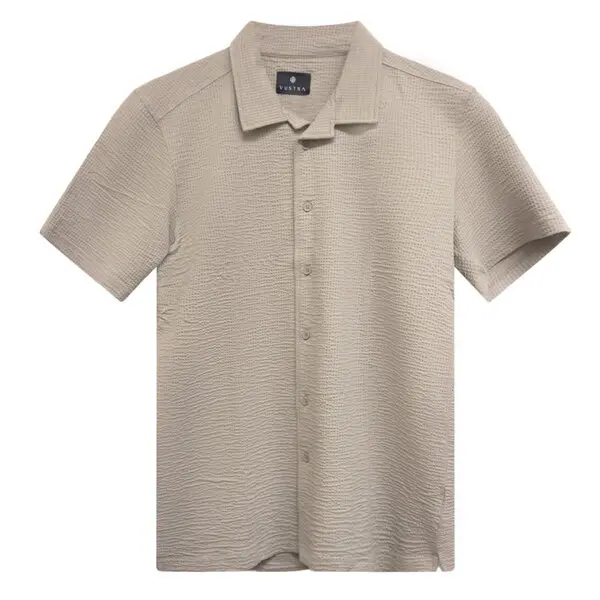 VUSTRA Everyday Camp Collar Waffle Knit Shirt - Grey