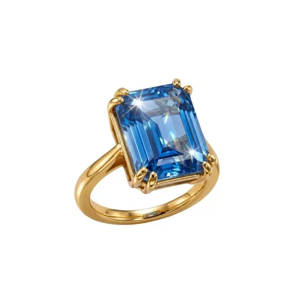 DAINTY LONDON Ocean Blue Topaz Ring Bali - Gold