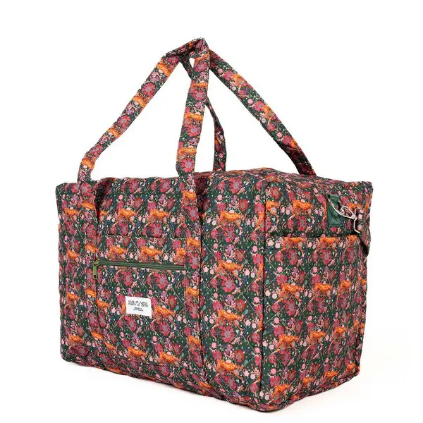 HOUSE OF MURPHY Green / Red Quilted Jungle Walk Weekend Duffel Bag - Green/red