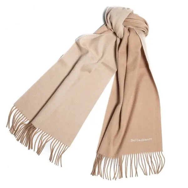 BEL CASHMERE Double Face Cashmere Scarf Camel And Cream - Brown