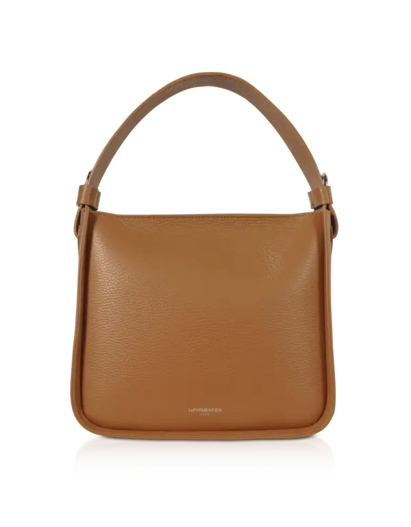 LE PARMENTIER Duplo Medium Hammered Leather Top Handle Bag Cognac - Brown