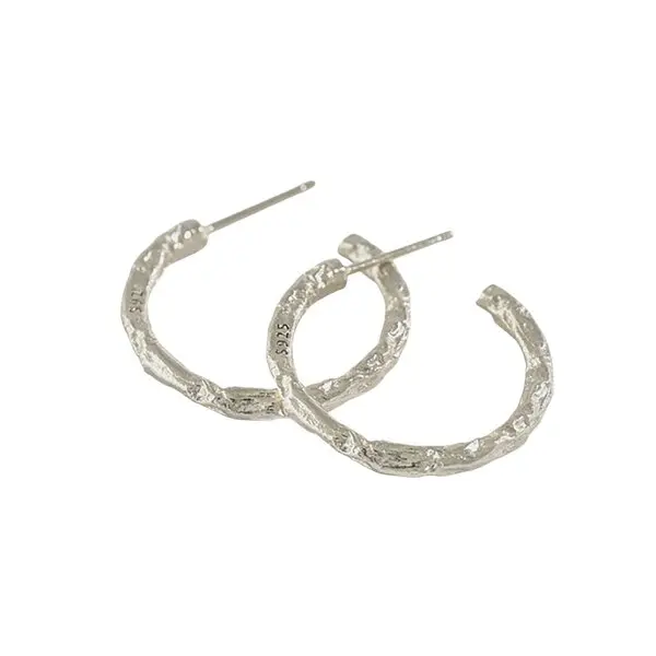 JANUS EDINBURGH Sterling Textured Macdui Hoop Earrings - Silver