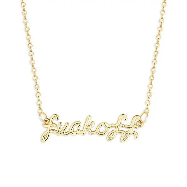 REJECTED HEARTS CLUB Fuck Off Filled 16 Inch Necklace With Magnetic Clasp - Gold