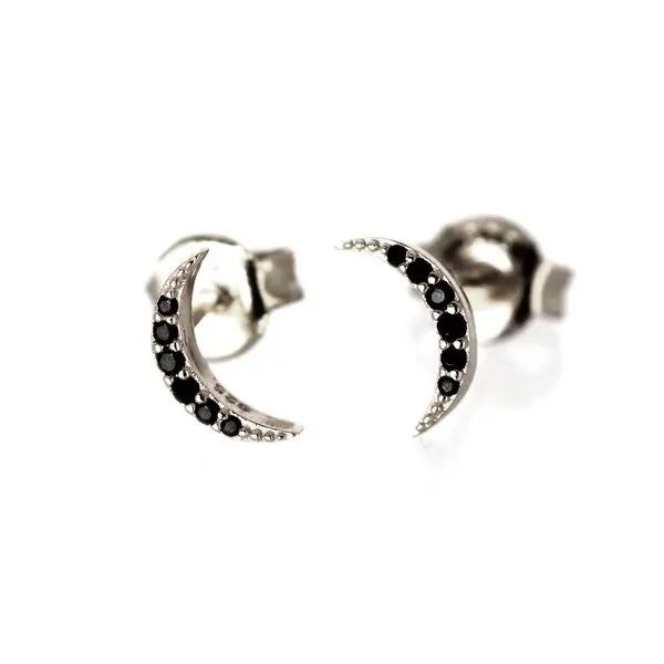VICSTONENYC FINE JEWELRY Sterling Black Moon Earrings - Silver