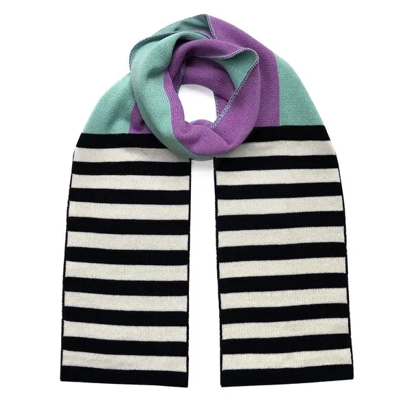 INGMARSON Multicolour Stripe Pastel Wool & Cashmere Scarf - Orange