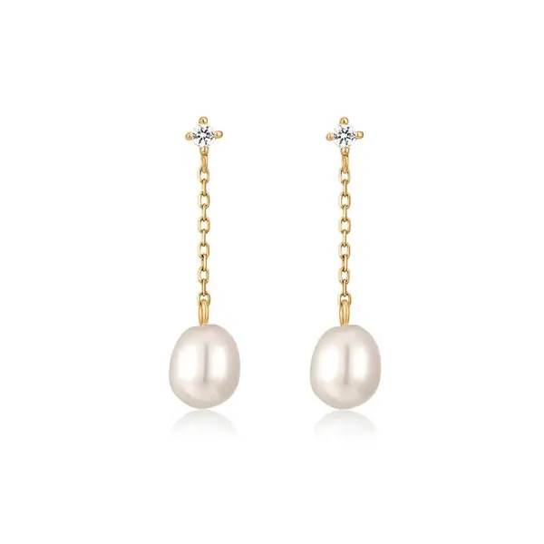 LA KAISER Solid Pearl & Sapphire Droplet Studs - Gold