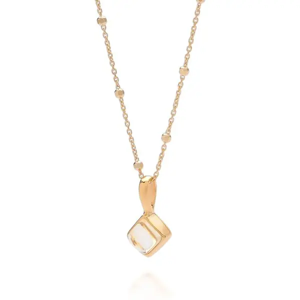 NELLOU JEWELLERY Diamond Citrine Necklace Birthstone November Gold Plated Sterling Silver - Yellow