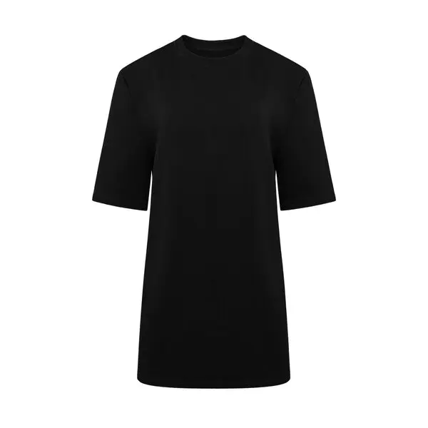 MANDRAGORA Oversized Cotton Dress With Detachable Shoulder Pads– Raya - Black